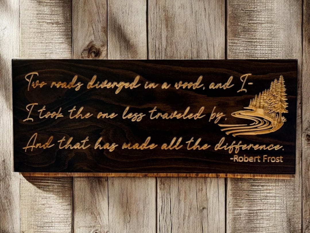 Carved Wooden Sign -road Not Taken - Poem Sign - Robert Frost - Carved ...