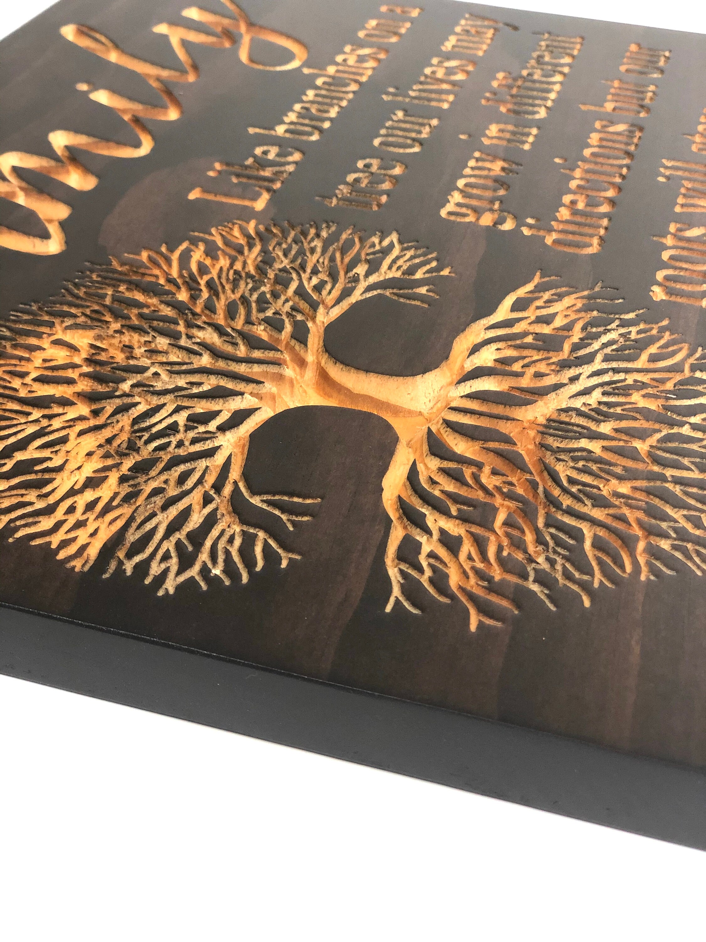 Carved Wood Sign -family Tree - Engraved Sign - Family Roots Sign ...