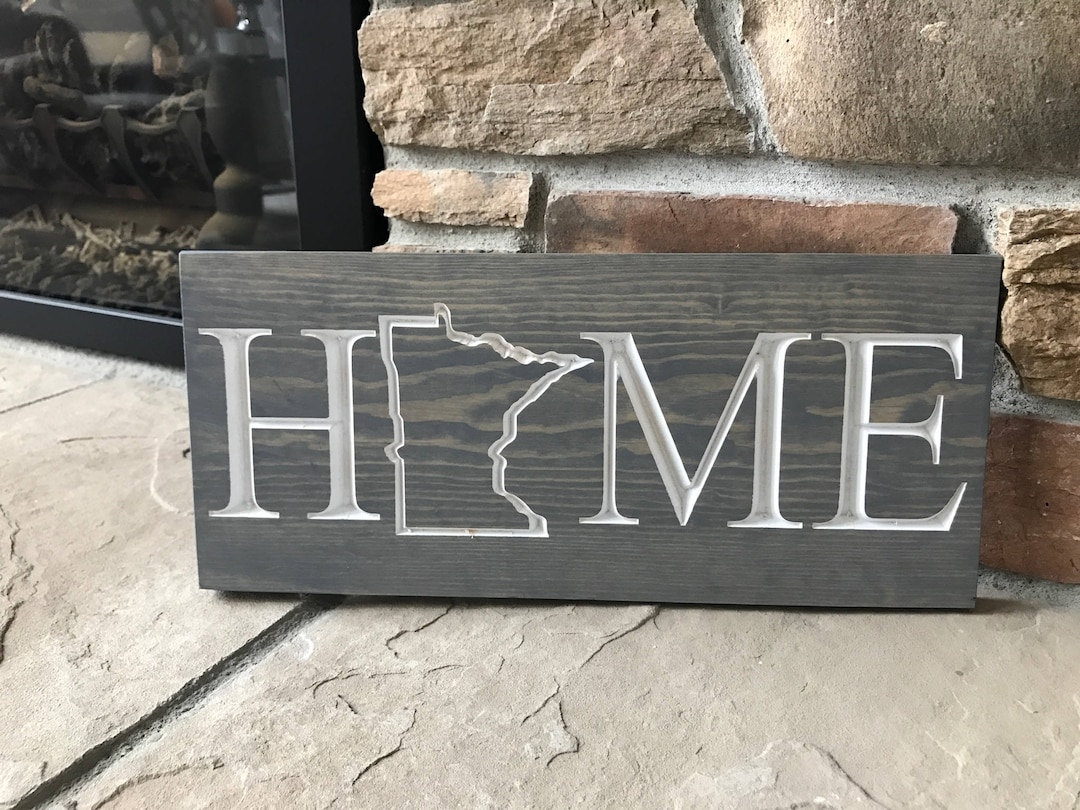 Minnesota Home-carved Wooden Sign - MN Home - MN Sign - Home Sign ...