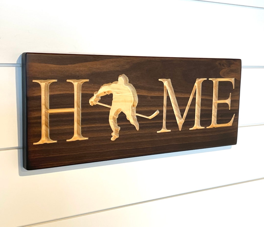 Hockey Player Home- Carved Wooden Signs-hockey Player Sign-hockey Decor ...