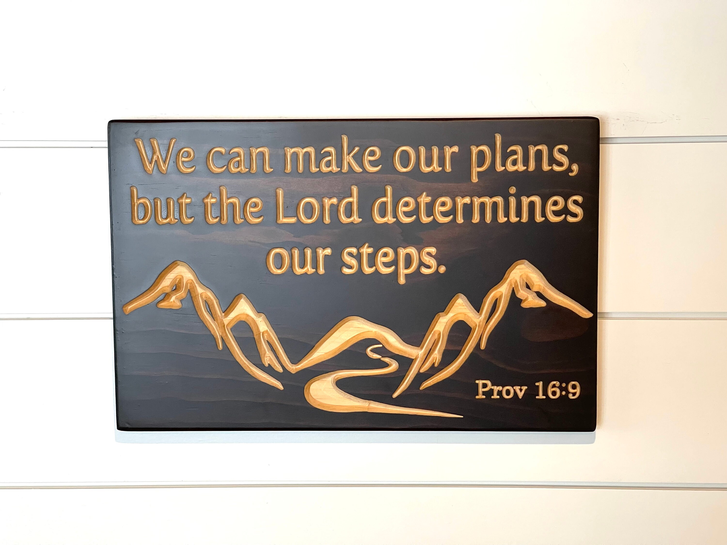 Carved Wooden Sign Religious Sign for Homes Proverbs 16 9 - Etsy