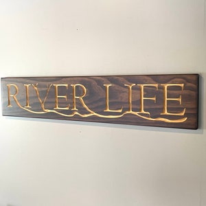 Carved Wooden Sign - River Sign - Carved Wood Plaque - Cottage Sign ...