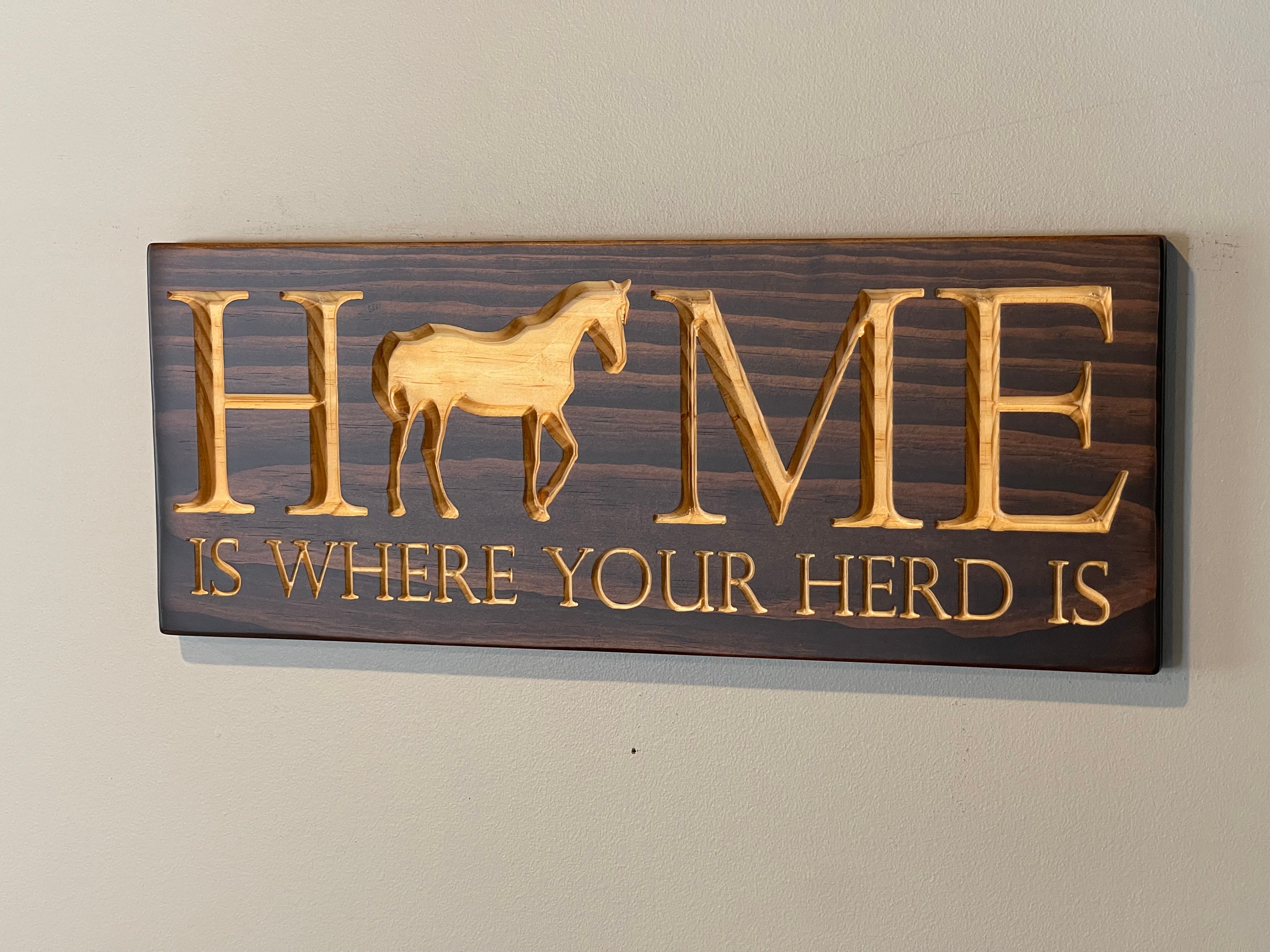 Horse Home-home Carved Wooden Signs-herd Sign-wood Decor Signs-house ...