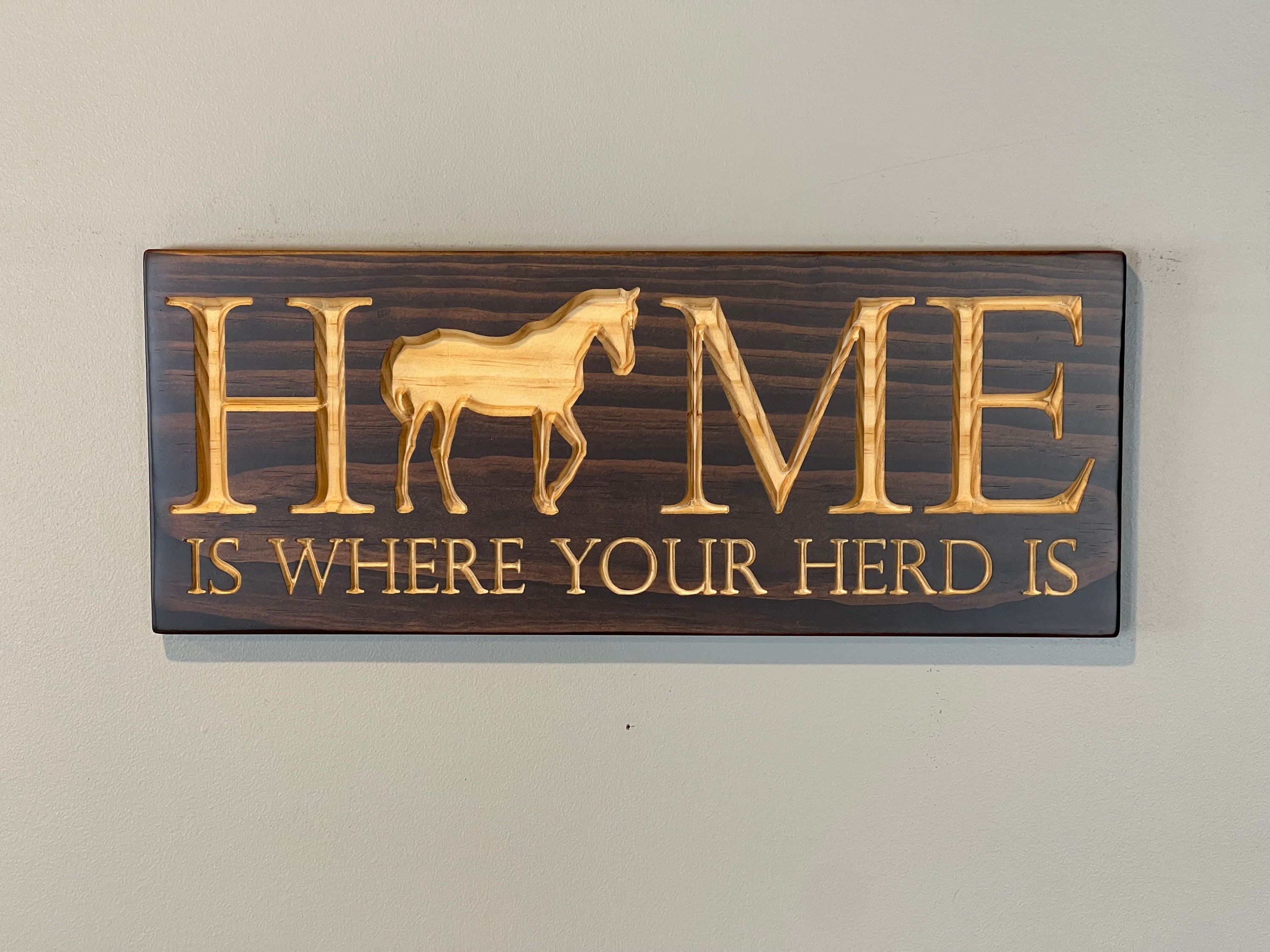 Horse Home-home Carved Wooden Signs-herd Sign-wood Decor Signs-house ...
