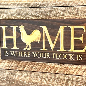 Flock Home-home Carved Wooden Signs-chicken Sign-wood Decor Signs- Coop ...