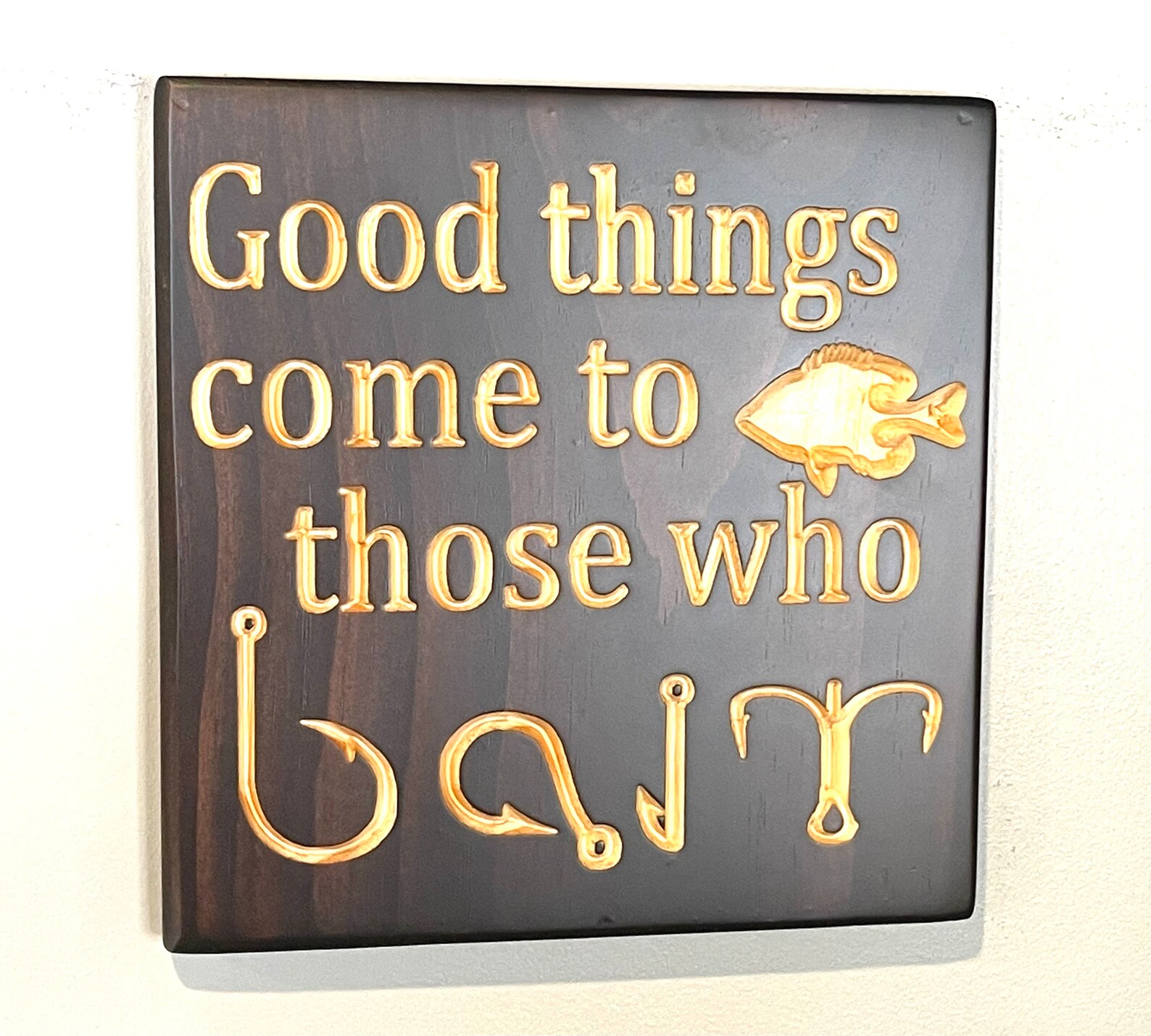 Carved Wooden Sign Fishing Sign Cabin Decor Fishing Wall - Etsy