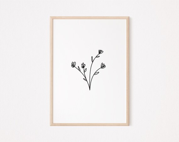 Printable // Floral Line Art // Digital Download // Flower - Etsy