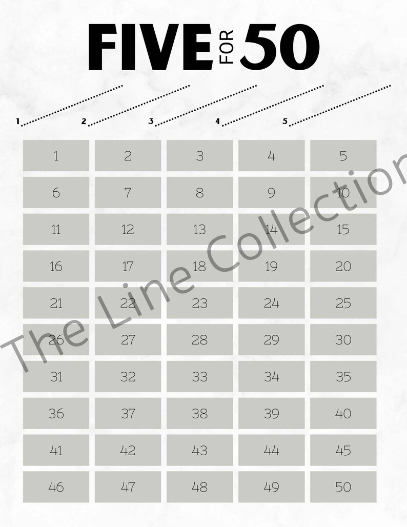 5 for 50, Five for Fifty, Accountability Chart, Digital Download ...