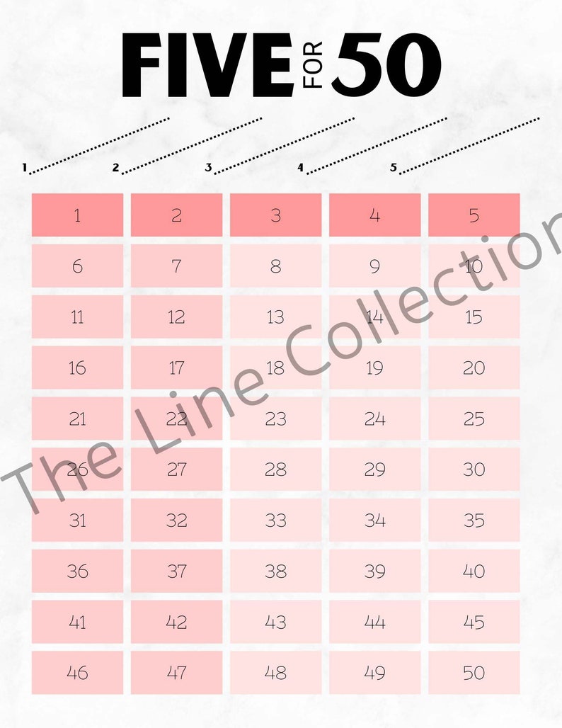 5 for 50, Five for Fifty, Accountability Chart, Digital Download ...