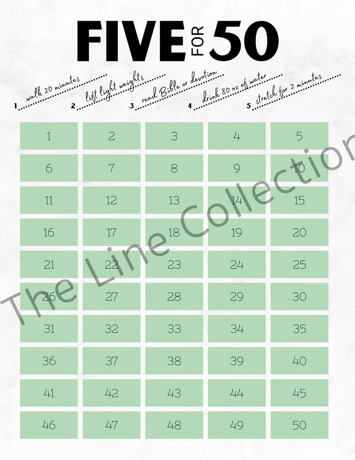 5 for 50 Accountability Chart, Goal Tracker (digital Download) - Etsy