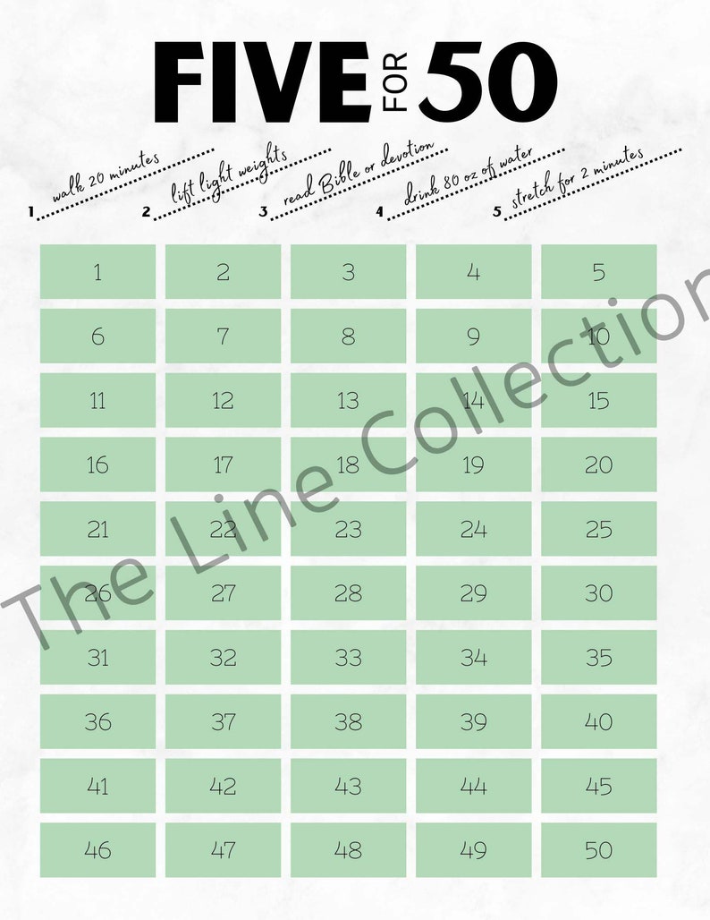 5 for 50, Five for Fifty, Accountability Chart, Digital Download ...