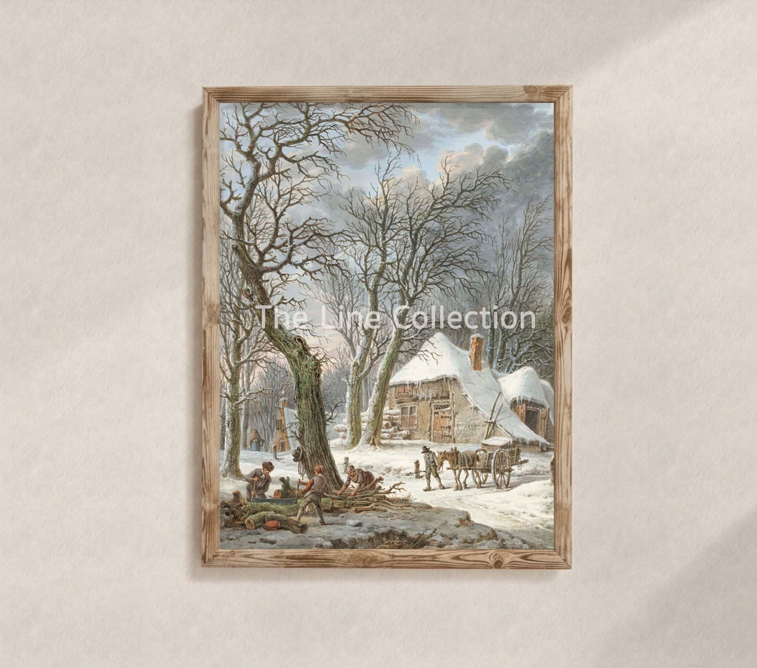 Vintage Winter Print, Printable Art, Winter Landscape, Winter Wall Art ...