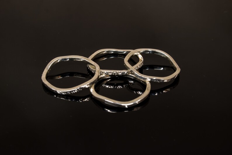 Set of 4 Silver Stack Rings - Etsy