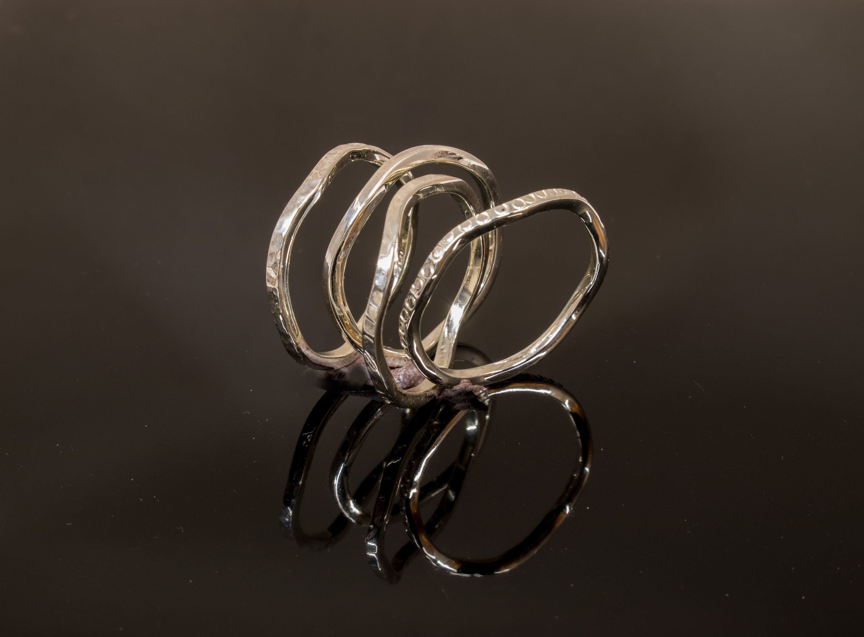 Set of 4 Silver Stack Rings - Etsy