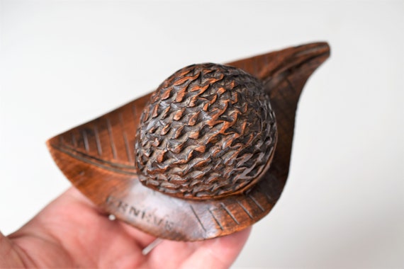 Antique /vintage Hand Carved Wood Inkwell chestnut - Etsy