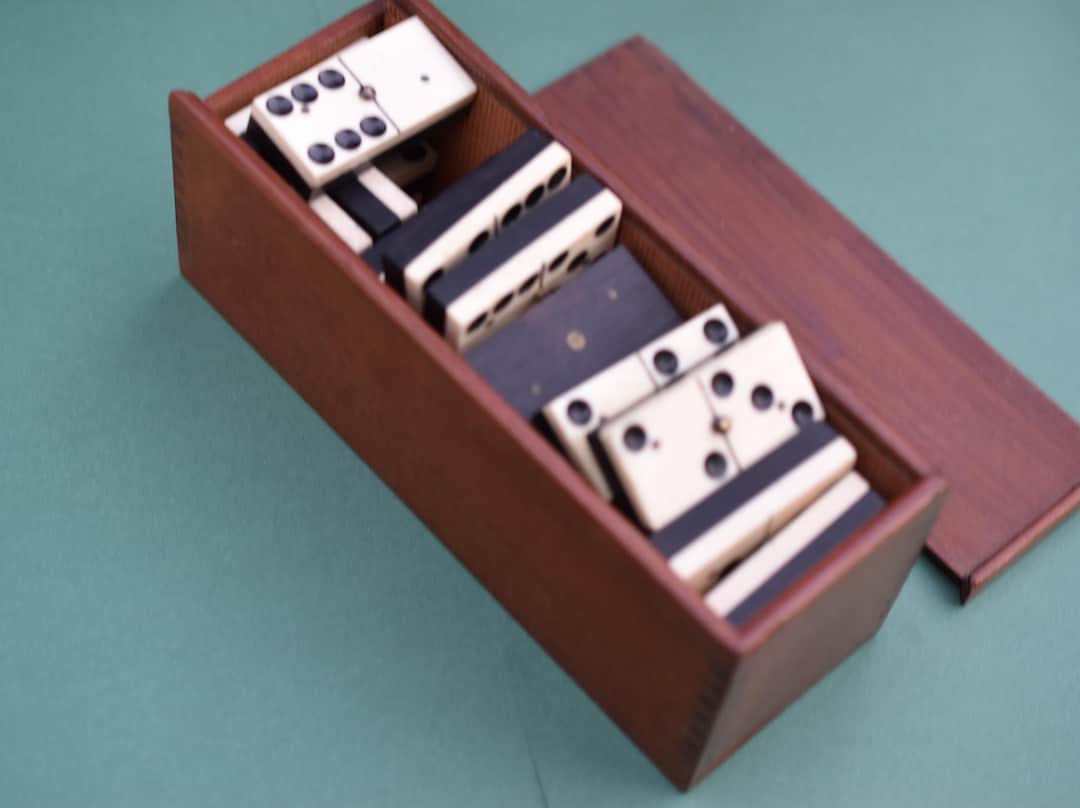 Antique French Domino Game ,dominoes : Ebony Wood & B..,made 19 Th ...
