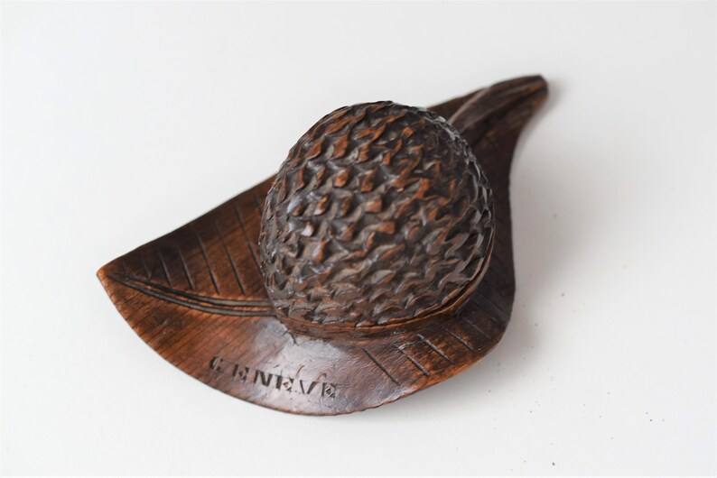 Antique /vintage Hand Carved Wood Inkwell chestnut - Etsy