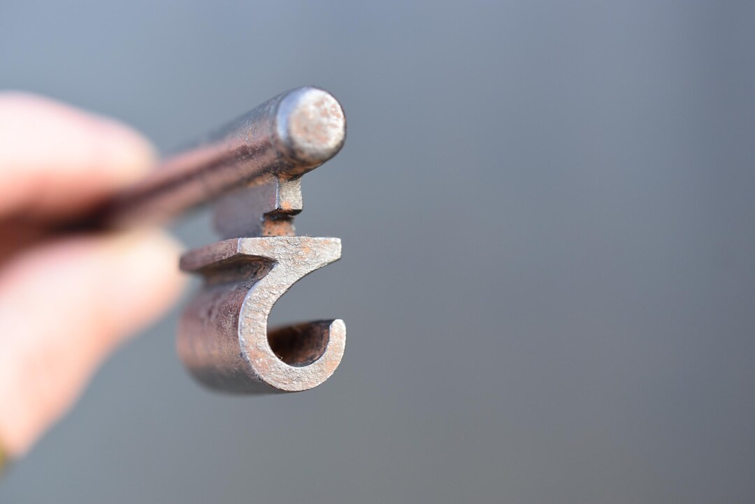 Antique French Key ,made 19th Century,wrought Iron Key Shaped Like "two ...