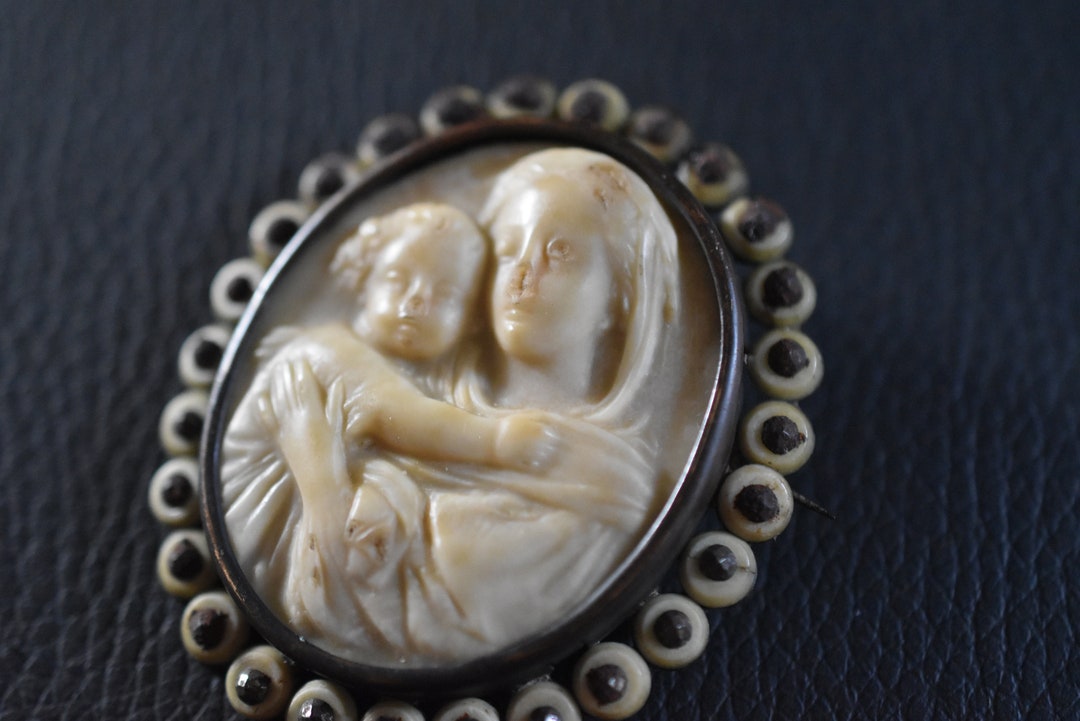 French Antique Petrified Limestone Bas Relief Sculpture Virgin Mary ...