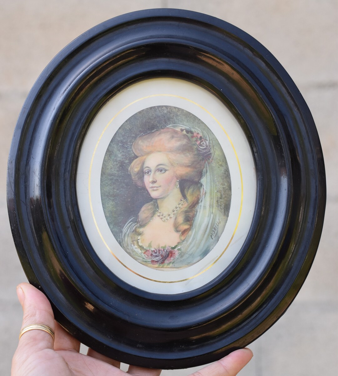 Antique Miniature Portrait of a Lady, Hand-painted ,signed M.BRILLI - Etsy