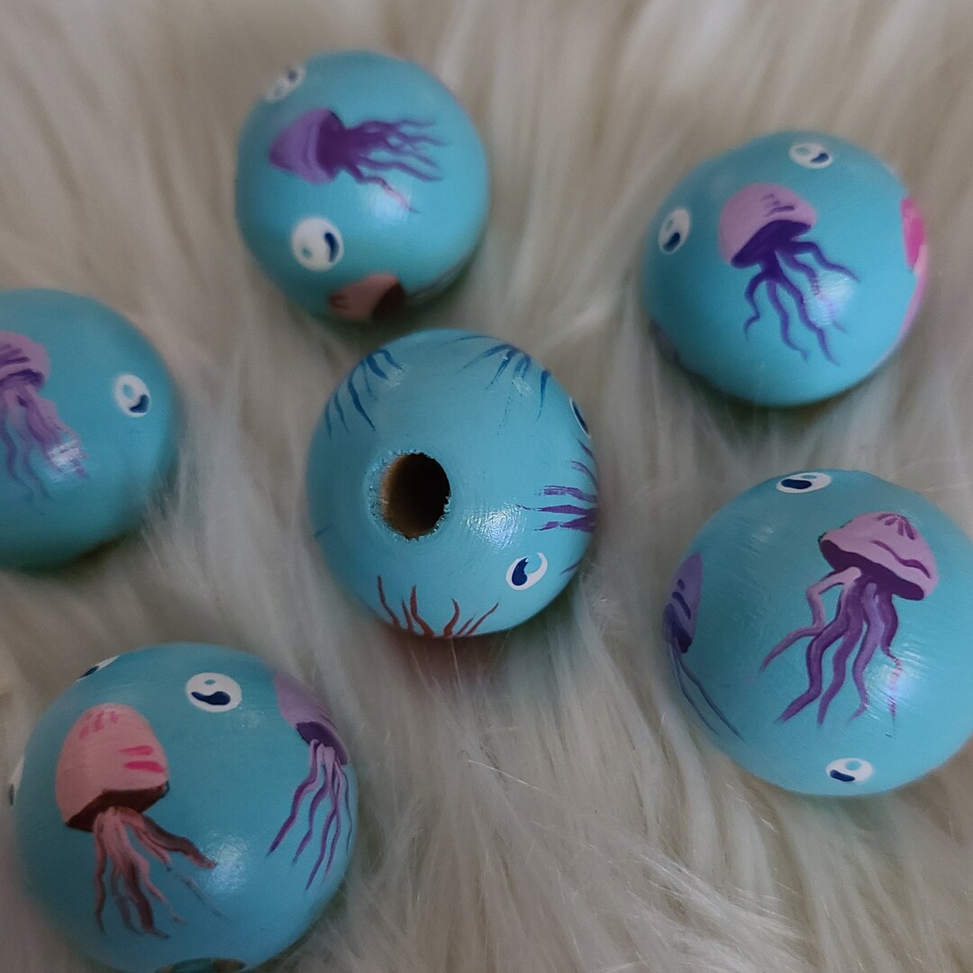 25mm Hand Painted Wooden Beads - Etsy