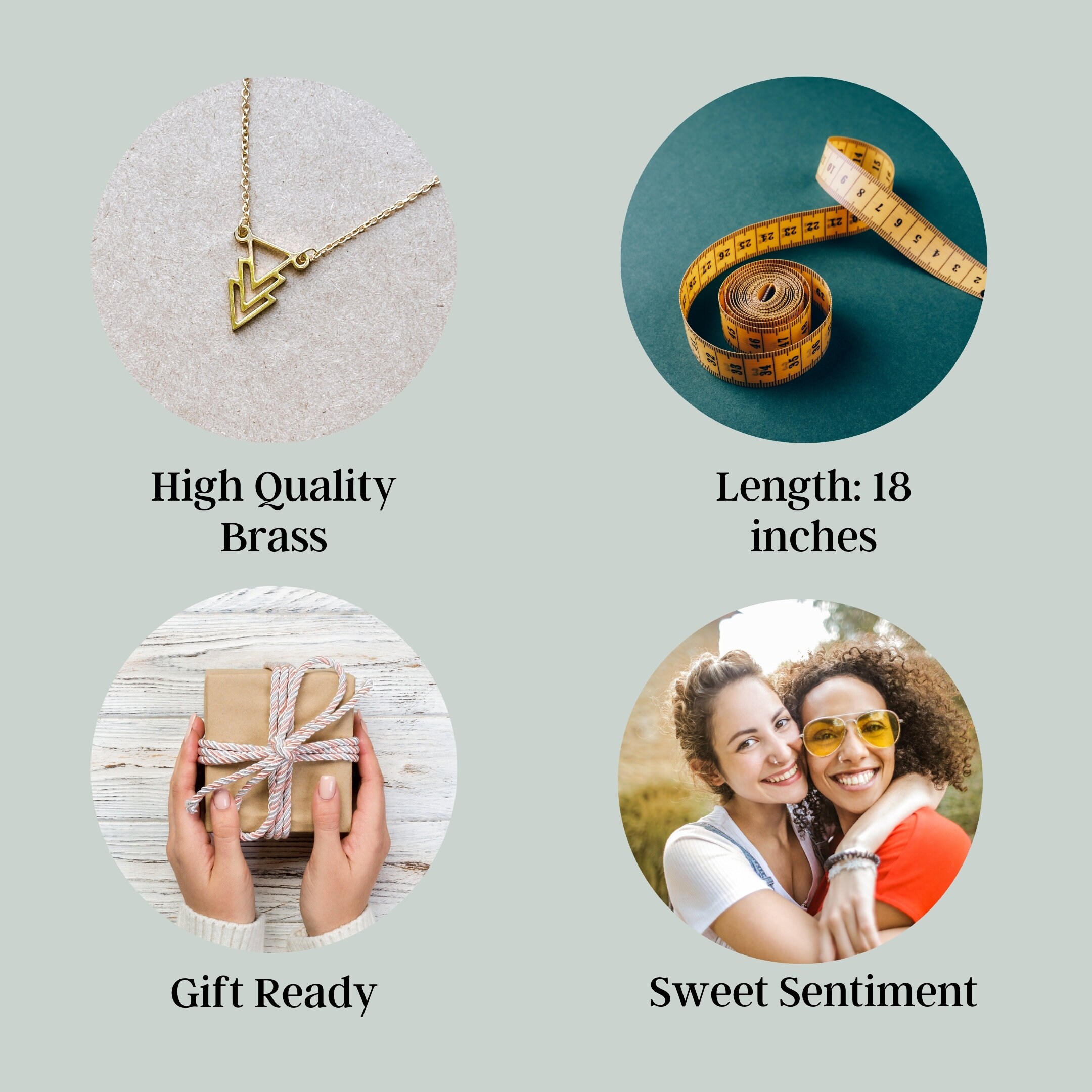 Tribe Necklace Friendship, Long Distance Gift, Gold Triangle Pendant ...