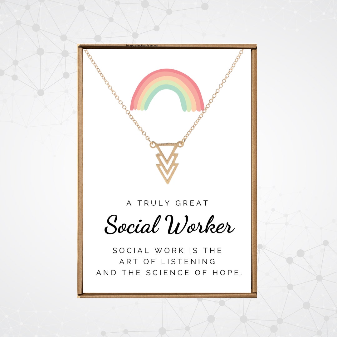 Social Worker Appreciation Gifts, Gold Triangle Necklace, Thank You ...