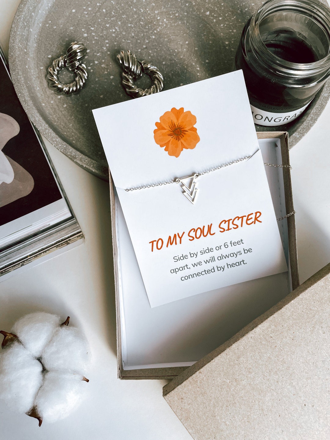 Best Friend Necklace, Soul Sister Gift, Three Triangles Silver Pendant ...