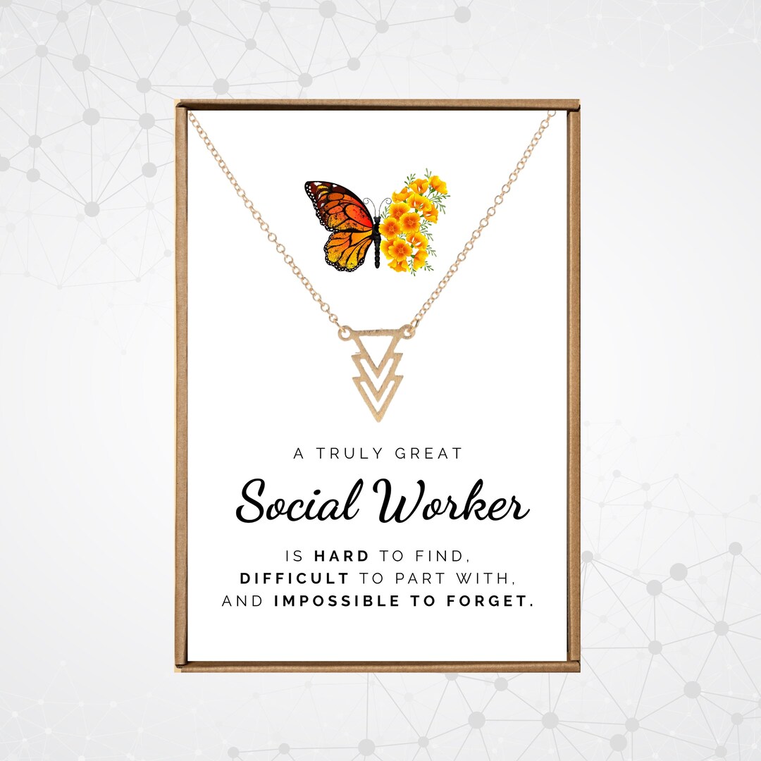 Social Worker Gift, Gold Triangles Necklace, SW Appreciation, Thank You ...