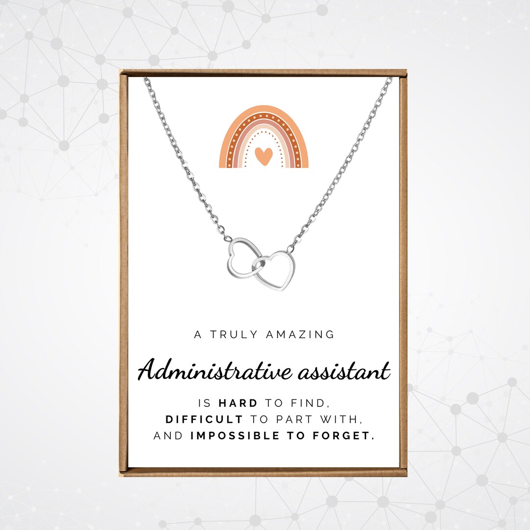 Admin Professionals Day Gifts, Silver Double Hearts Necklace for Woman ...