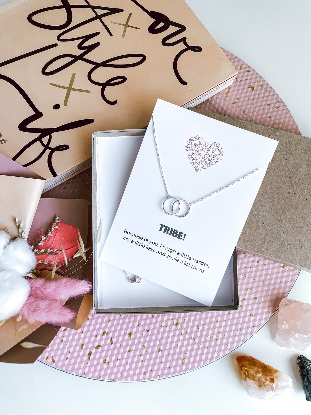 Best Friend Necklace, to My Tribe Gifts, Interlocking Circles Silver ...