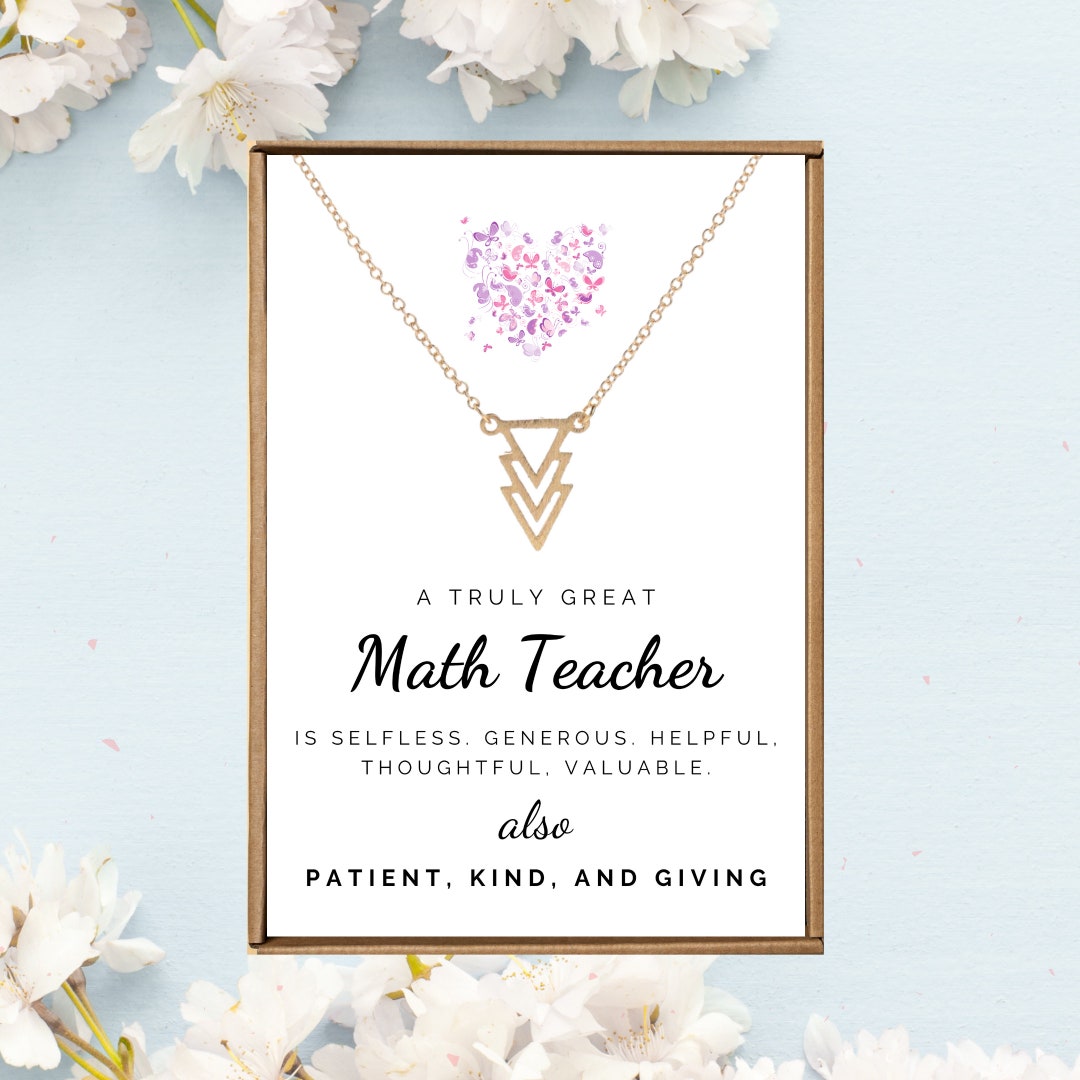 Math Teacher Gift, Gold Triangles Necklace, Teacher Appreciation, Thank ...