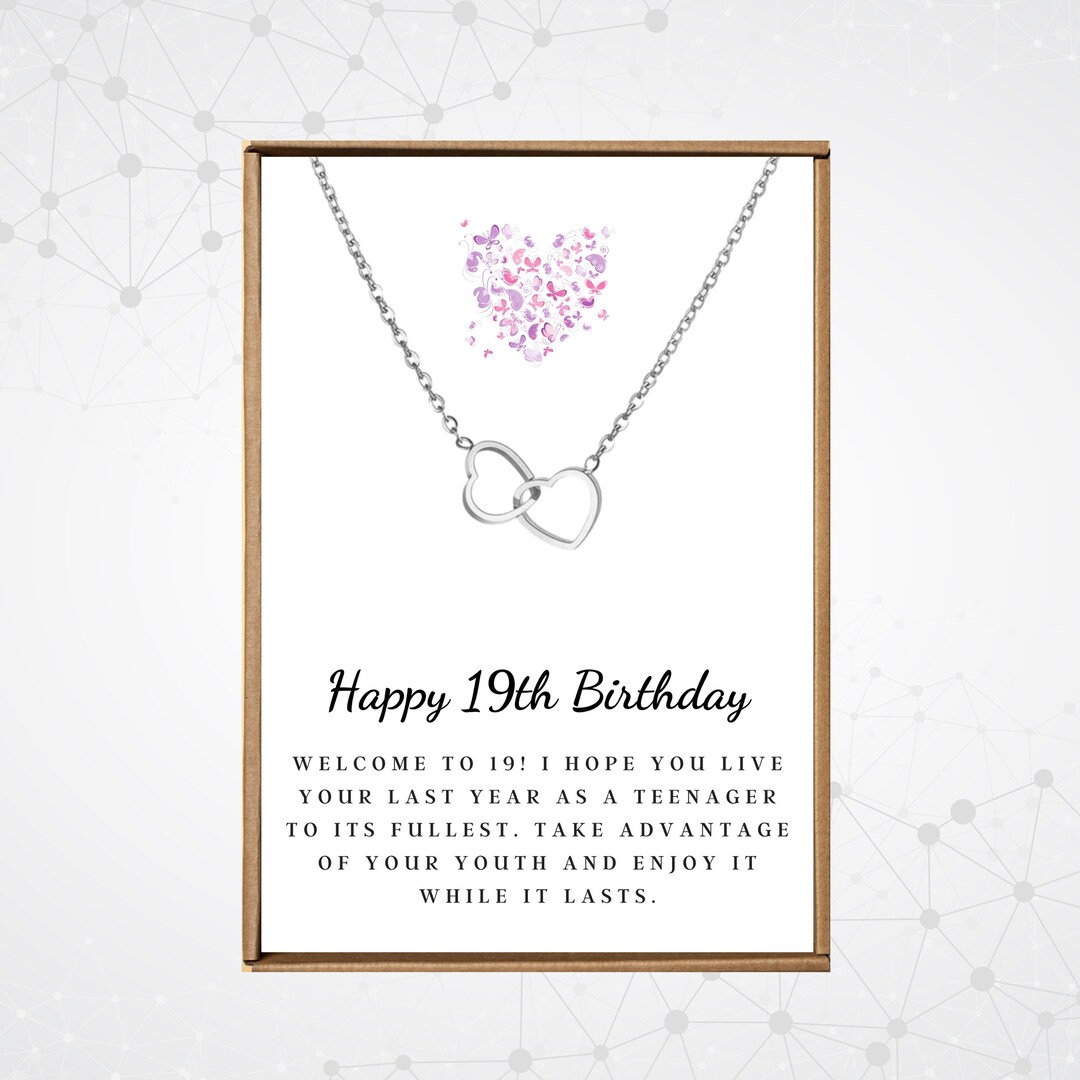 19th Birthday Girl Necklace, 19th Bday Greeting Card, Birthday Message ...
