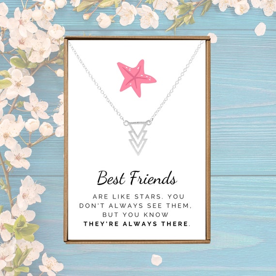 Best Friends Are Like Stars Three Triangle Necklace Long Distance Friendship Present Thank You Gift Women Adults Moving Away Farewell Etsy