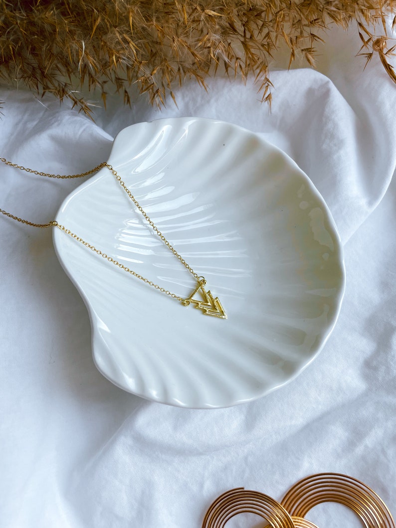 Tribe Necklace Friendship, Long Distance Gift, Gold Triangle Pendant ...