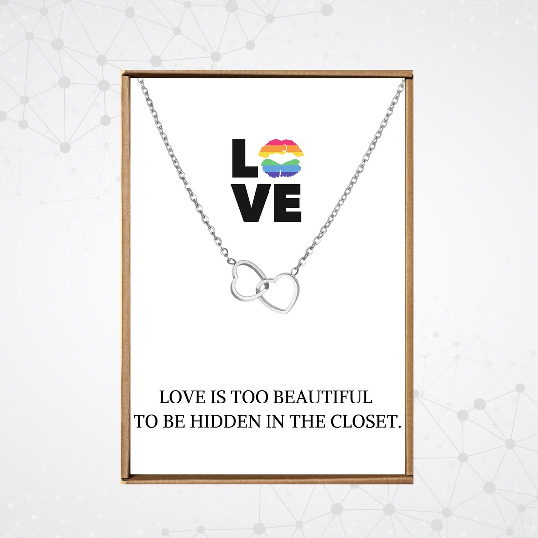 Pride Necklace, Pride Gifts for Women, Minimalist Double Hearts ...