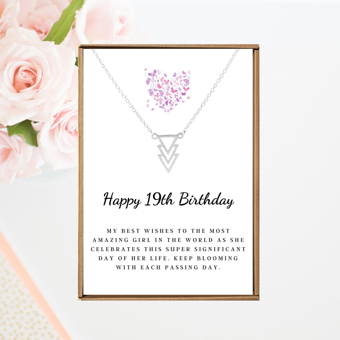 19th Birthday Girl Necklace, Cute 19 Bday Greeting Card, Happy ...