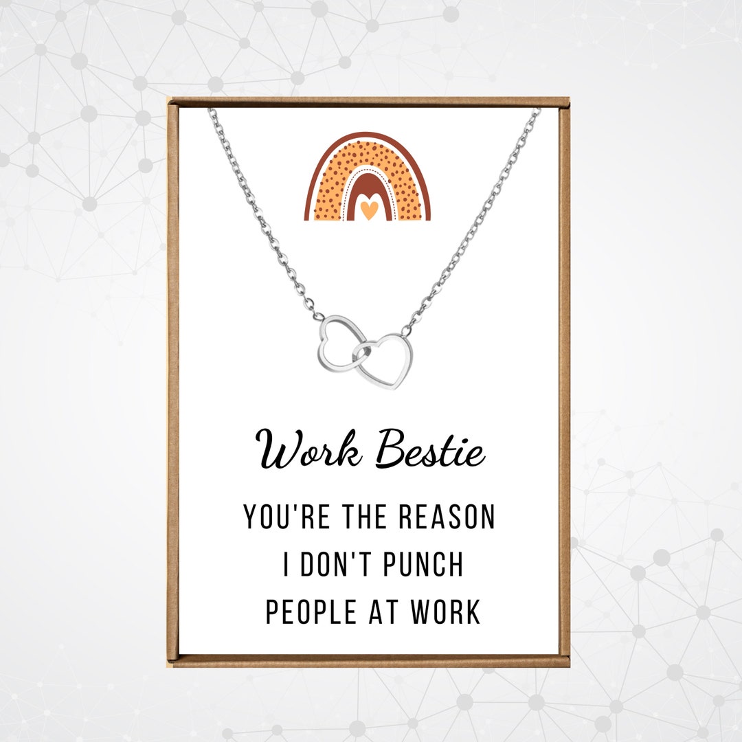 Work Bestie Necklace, Funny Coworker Gift for Women, Work Friend Gift ...