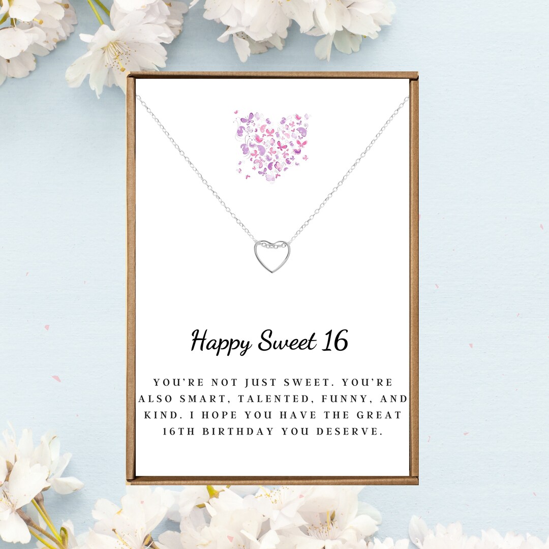 16th Birthday Girl Heart Necklace, 16th Bday Gift, Sweet Sixteen ...