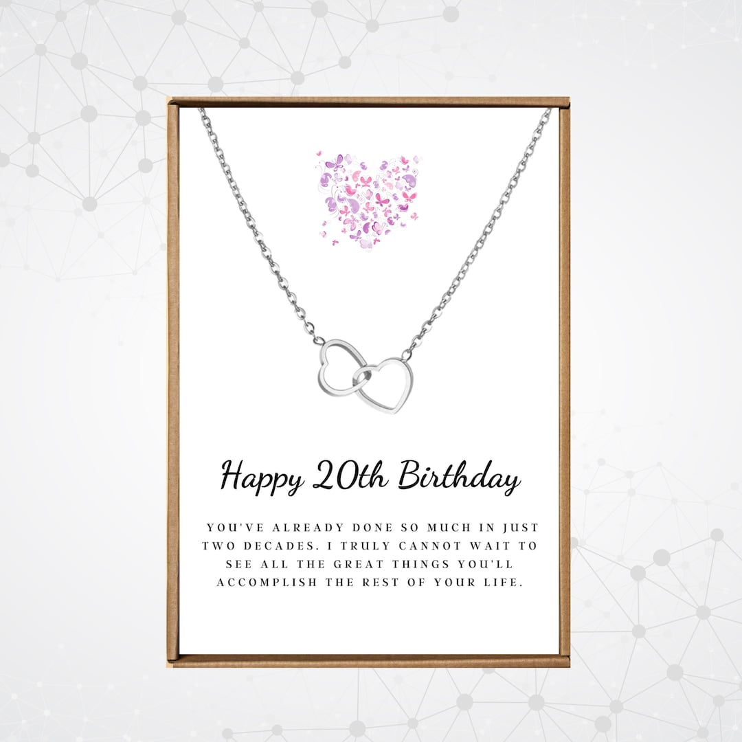 20th Birthday Girl Necklace, 20 Bday Wishes for Her, Happy Twentieth ...