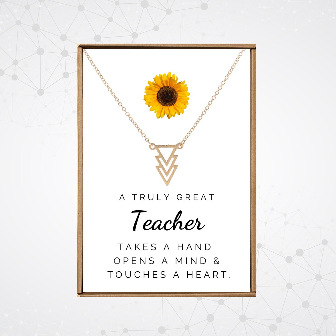 Teacher Appreciation Gift, Gold Triangles Necklace, Thank You Present ...