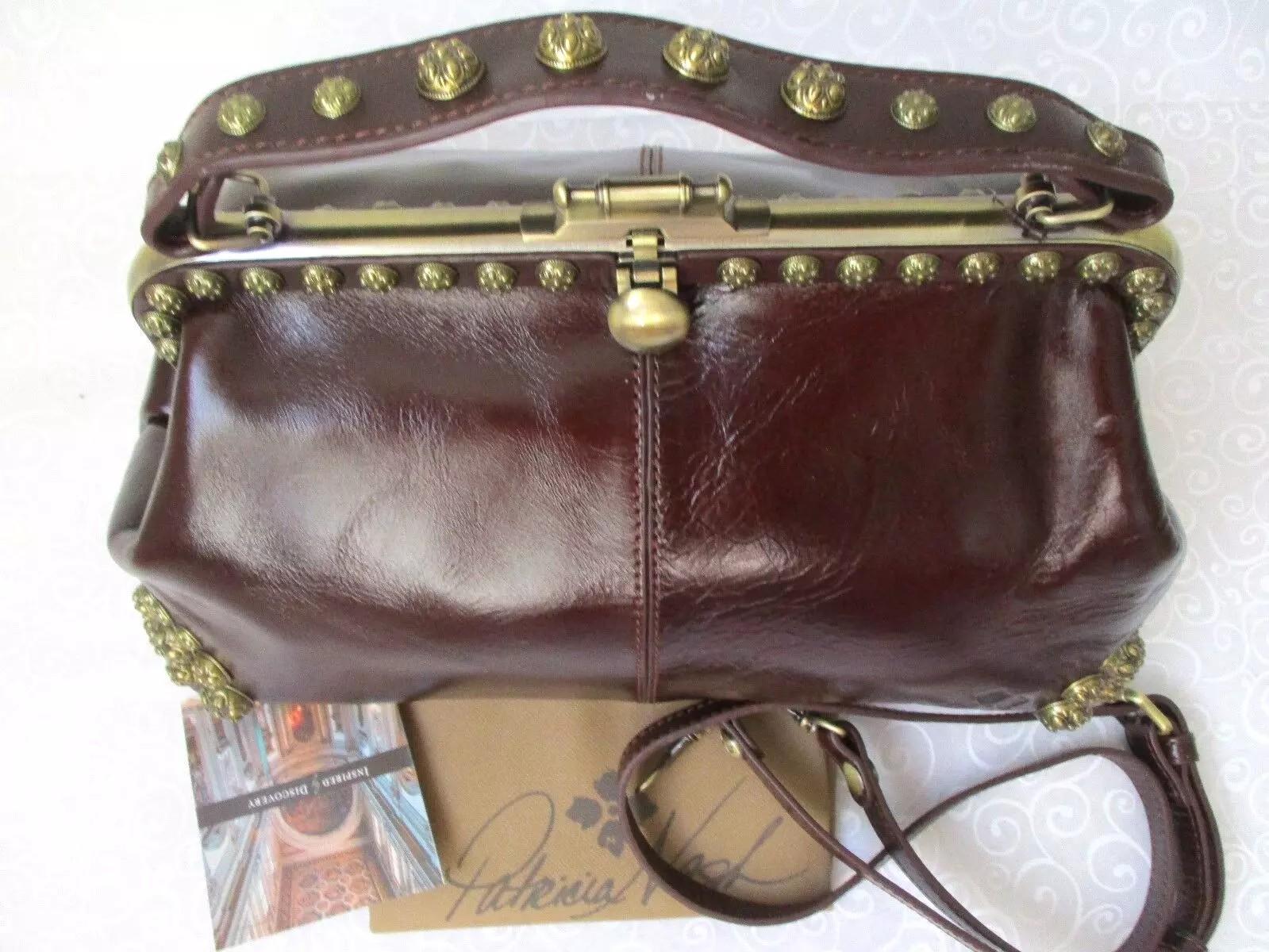 Patricia Nash Maura Leather Frame Satchel – Discovery Collection, Dark ...