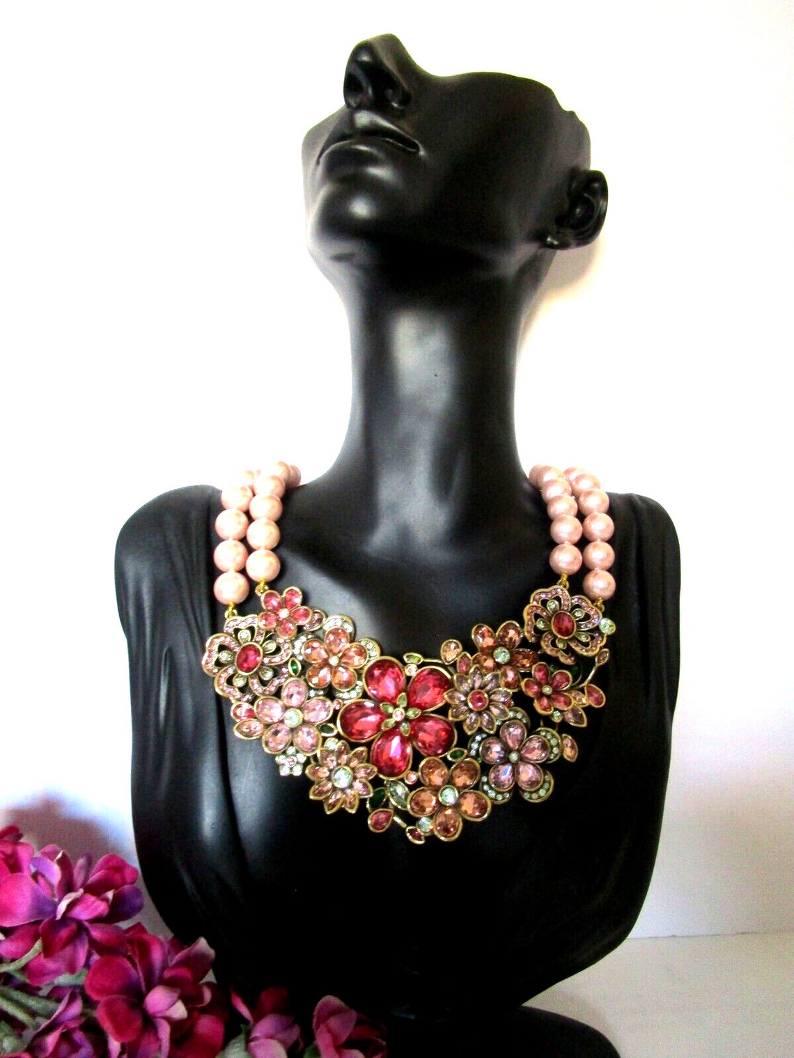 Heidi Daus "flower Show" Pink Beaded Crystal 2-strand Statement ...