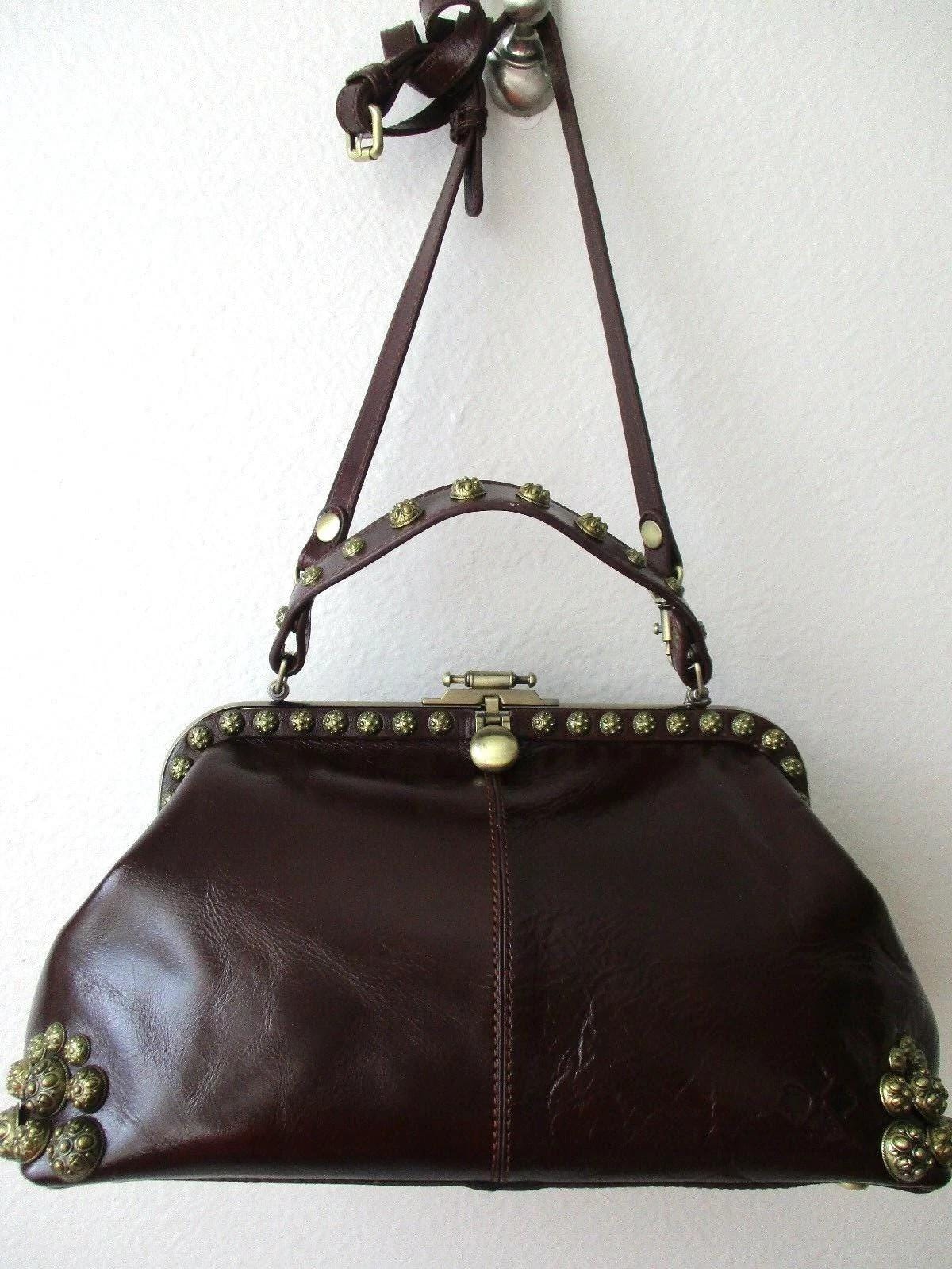 Patricia Nash Maura Leather Frame Satchel – Discovery Collection, Dark ...