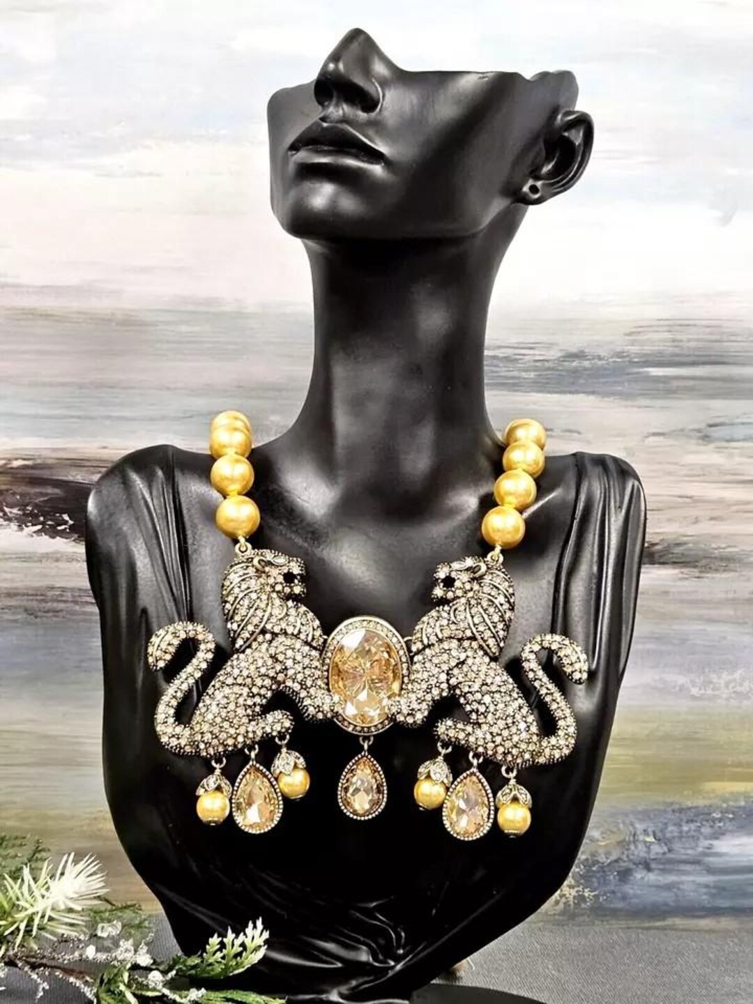 Heidi Daus lion Royalty Statement Lion Crystal Station Necklace Nwt heidi-daus-lion-royalty-statement-lion-crystal-station-necklace-nwt