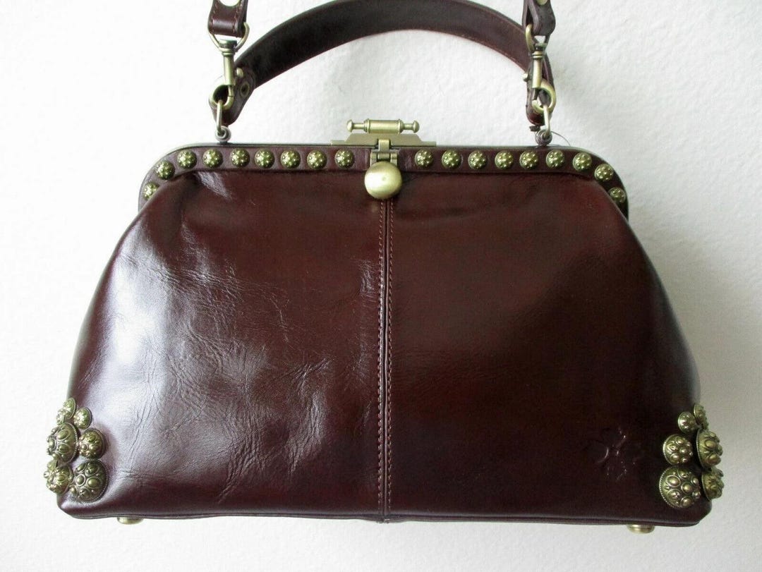 Patricia Nash Maura Leather Frame Satchel – Discovery Collection, Dark ...