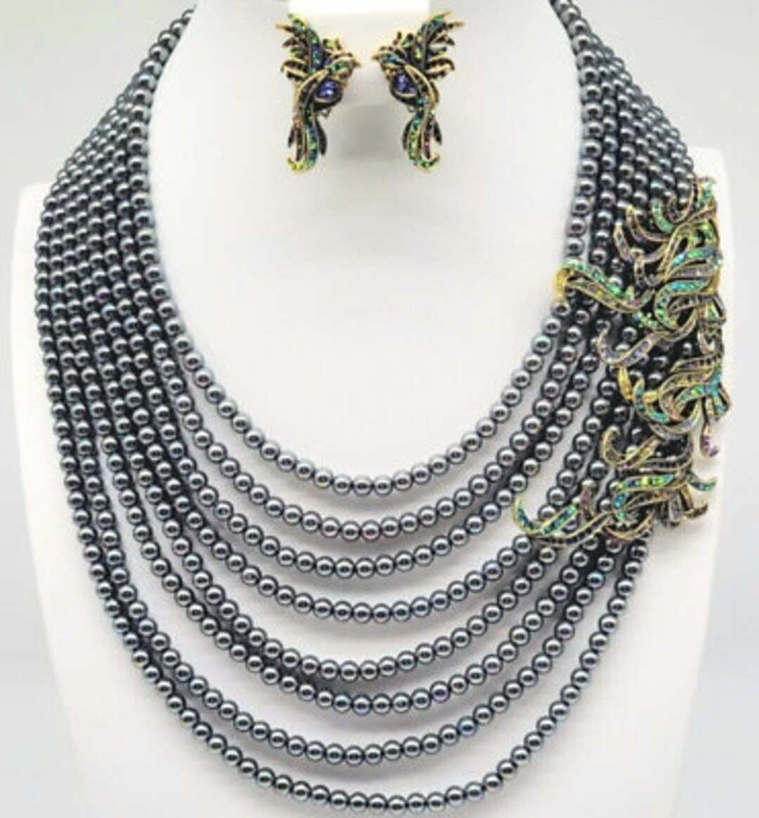 Heidi Daus "phoenix Rising" Tahitian Pearl Necklace, Earrings 2pc ...