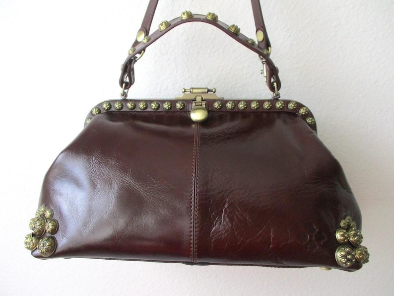 Patricia Nash Maura Leather Frame Satchel – Discovery Collection, Dark ...