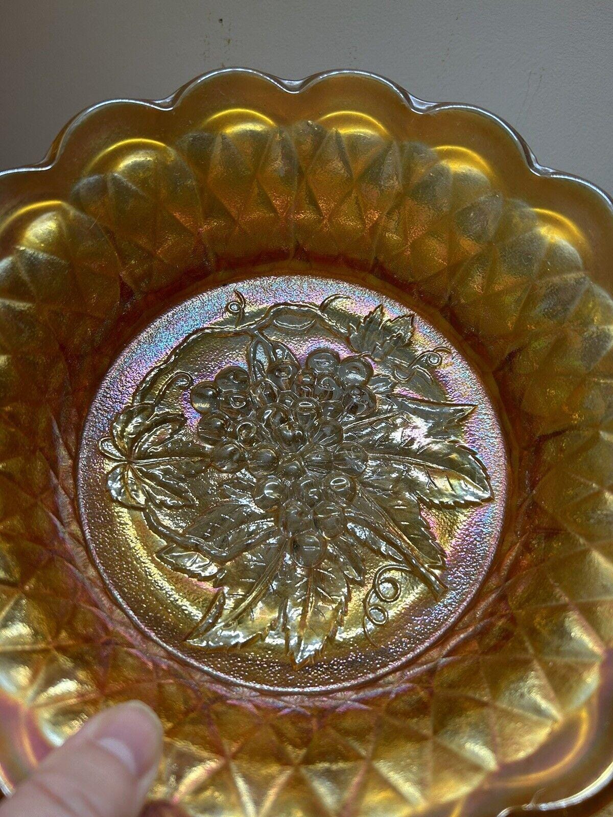 Vintage Imperial Marigold Carnival Glass Pattern Scallop Edge Bowl 2135 ...