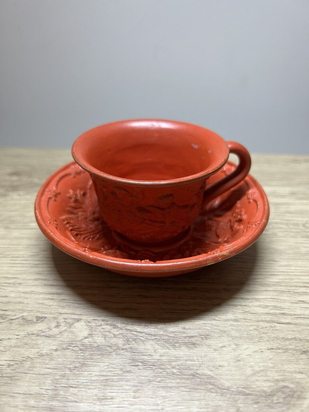 Antique Cherub Pattern REDWARE Cabinet Cup & Saucer Duo - Etsy UK